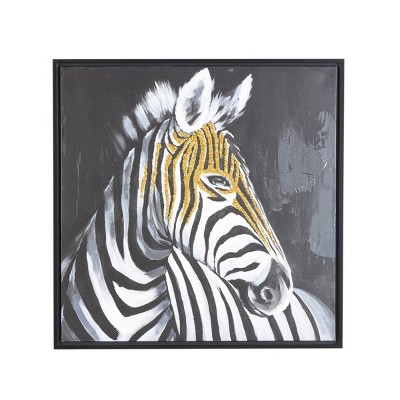 Olivia & May 32"x32" Canvas Zebra Framed Wall Art With Gold Foil ...