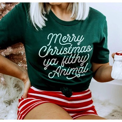Women's Merry Christmas Ya Filthy Animal Tee - Alley & Rae Apparel Xl ...