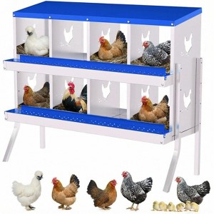 Chicken Nesting Box with Roll Out Egg Collection,8 Compartment Metal ...