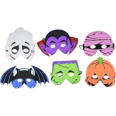 Halloween 7" Foam Masks - 12 Count Pumpkin, Dracula, Mummy, Bat Masks ...