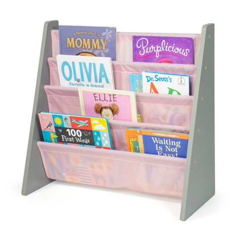 Kids' Bookshelf 4 Tier Book Storage Gray/pink - Humble Crew : Target