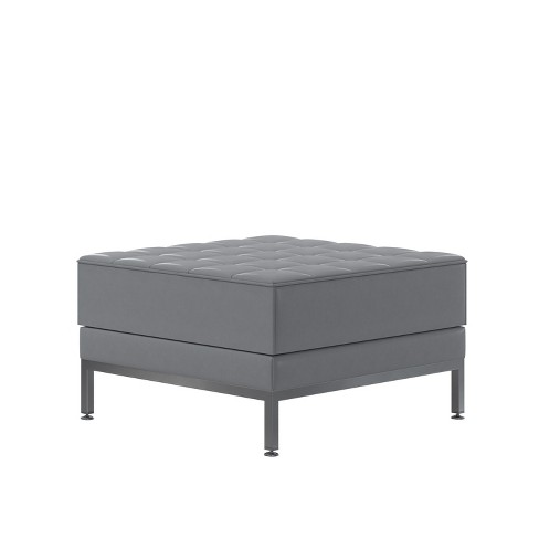Grey quilted ottoman store