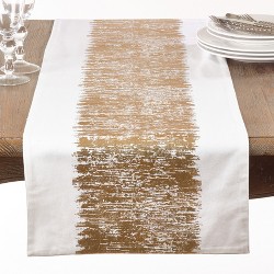 Saro Lifestyle Metallic Foil Print With Accented Faux Fur Runner : Target