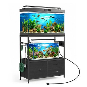 Fish Tank Stand, Metal Double Aquarium Stand with Cabinet, Heavy Duty ...