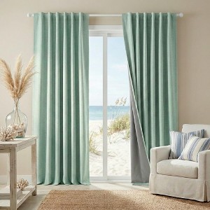 NICETOWN Faux Linen Full Blackout Curtains Thermal Insulated Noise ...