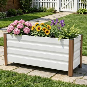 Aluminum Alloy Raised Garden Bed, Deep Drainable Planter Box with ...