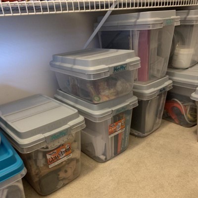 Hefty 32qt Slim Clear Plastic Storage Bin With Gray Hi-rise Stackable ...