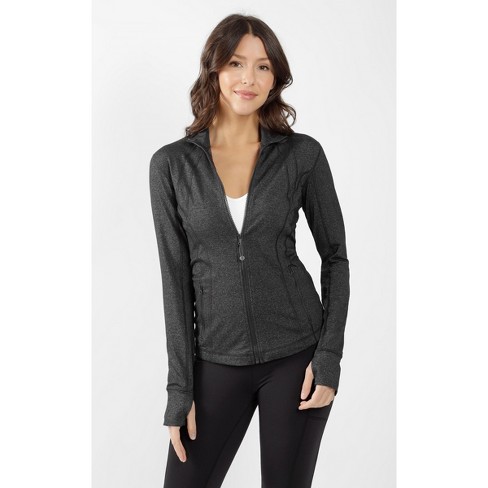 90 Degree By Reflex Missy Full-zip Long Sleeve Jacket - Htr.charcoal ...