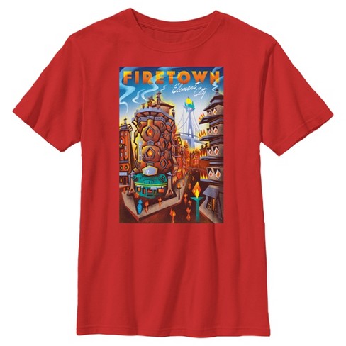 Boy's Elemental Firetown Poster T-shirt - Red - Large : Target