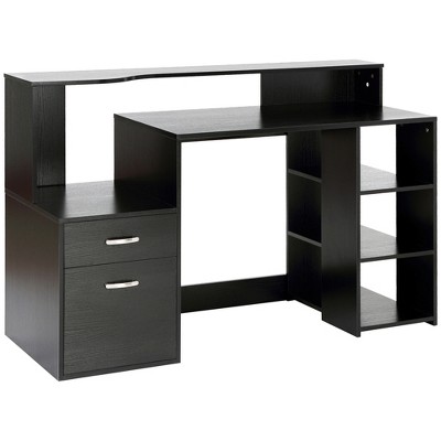 Computer Desk Black - Prepac: Office Workstation With Keyboard Tray ...