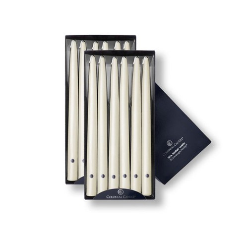 12ct 12" Ivory Unscented Dripless Handipt Taper Candle - Colonial ...