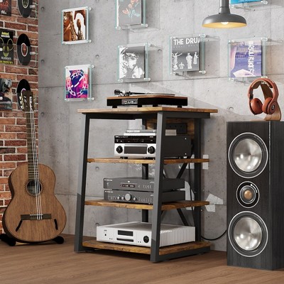 Whizmax Av Media Stand With Power Outlet, 4-tier Media Console With ...