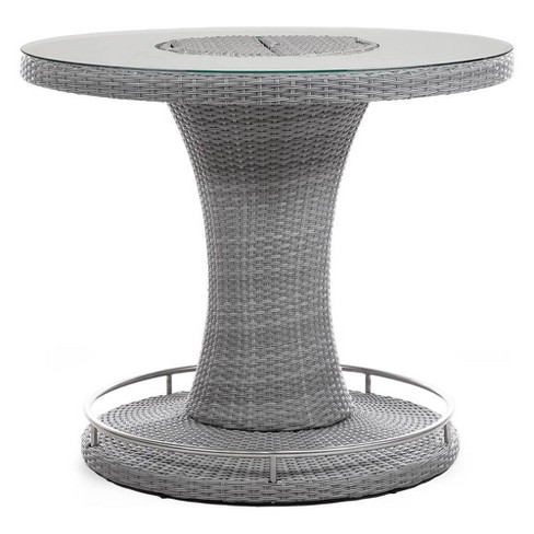 Greemotion 46" Cyprus Round Outdoor Bar Height Table With Glass Top ...