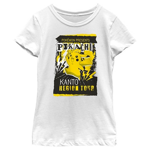Girl's Pokemon Pikachu Kanto Region Tour Poster T-shirt - White - X ...
