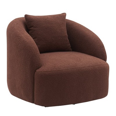Soft Boucle Upholstered Swivel Accent Barrel Chair Wide Seat Round ...