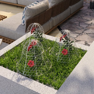 Outsunny Garden Chicken Wire Cloche, 16" X 13" Stackable Animal Plant ...