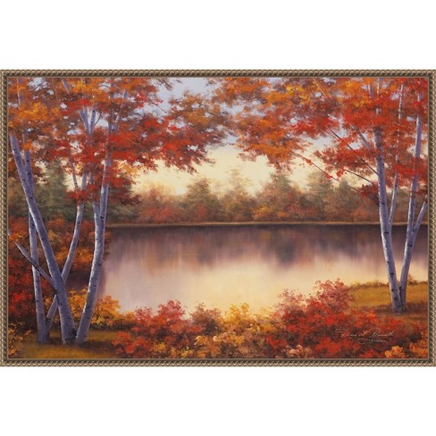 Amanti Art 33"x23" Red And Gold By Diane Romanello Framed Canvas Wall ...