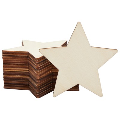 Juvale 24 Pack Wood Stars For Crafts, Unfinished Wooden Cutouts For Diy ...