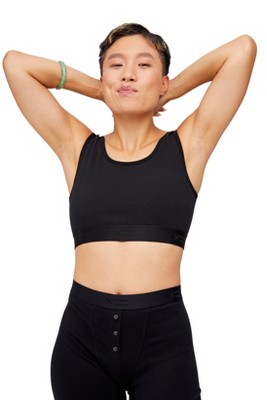 Tomboyx Essentials Soft Bra, Cotton Scoop-neck Wireless X= Black 6x ...