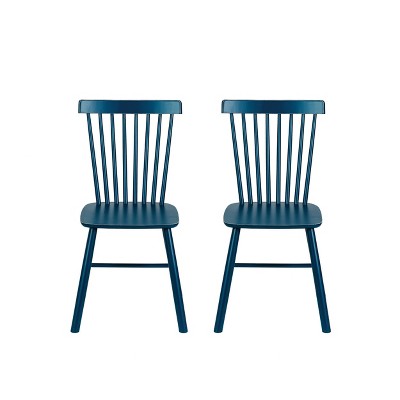 Storied Home Slatted Back Dining Chairs Blue: Rubberwood Frame, Armless ...