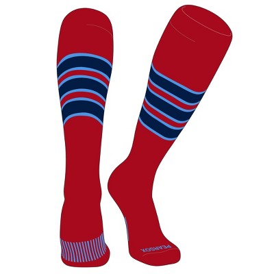 Pear Sox Striped Otc Baseball, Softball, Football Socks (c) Red, Sky ...