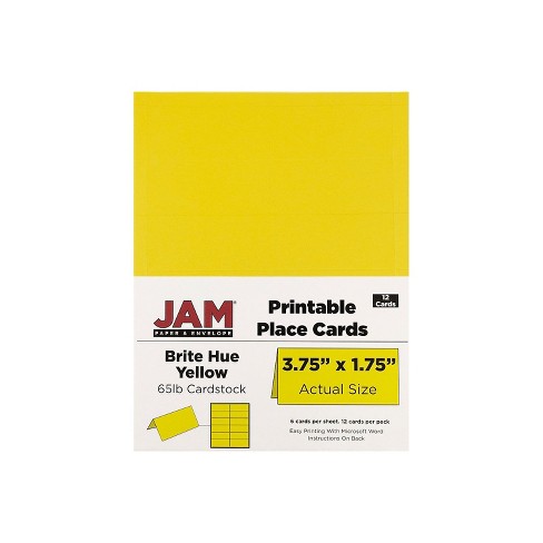Jam Paper Printable Place Cards 3 3/4 X 1 3/4 Yellow Placecards 12/pack ...