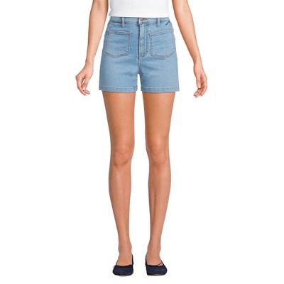 Lands' End Women's Recover High Rise Patch Pocket 5" Jean Shorts - 8 ...