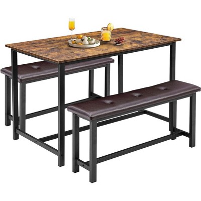 Whizmax Dining Table Set For 4, Kitchen Table With 2 Benches, 3 Piece ...