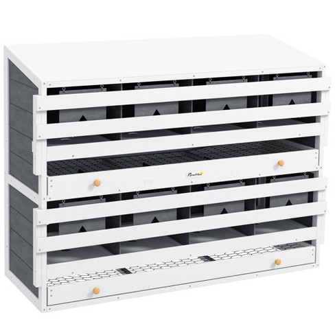 Pawhut Nesting Boxes For Chickens, 8 Compartments Wood Roll Out Laying ...