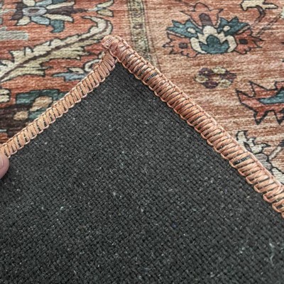 Nourison Washable Brilliance 2' X 6' Rust Mtc Vintage Indoor Bathroom ...