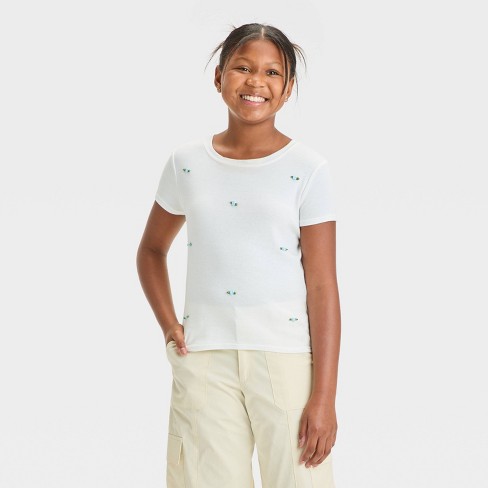 Girls' Short Sleeve Graphic Rosette Baby T-shirt - Art Class™ White ...