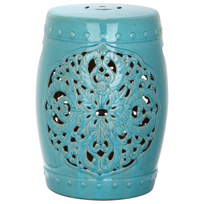 18" Square Floral Blue And White Porcelain Garden Stool - Oriental ...