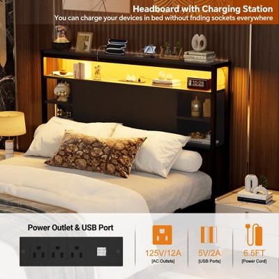 Aheaplus Headboards With Power Outlets And Rgb Led Light : Target