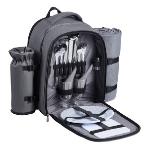 2-Person Picnic Backpack with Large Insulated Cooler Compartment ...