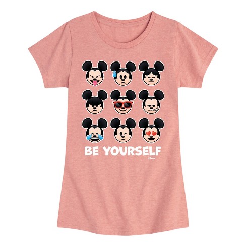 Girls' - Disney - Mickey Mouse Emojis Be Yourself Fitted Short Sleeve ...