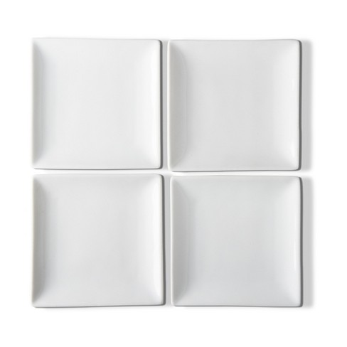 Tagltd Whiteware Square Plate Set Of 4 Dinnerware Serving Plate : Target