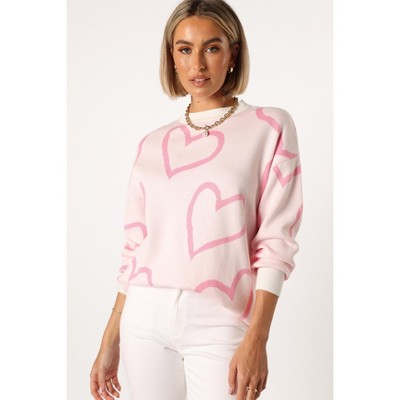 Gracelynn Heart Knit Sweater - White S/m : Target