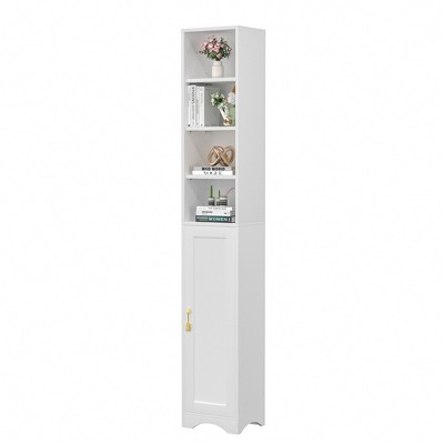 Vecelo 71 In. Tall Narrow Corner Bookcase, Enclosed Free-standing ...