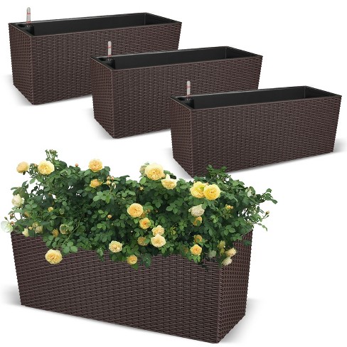 Aoodor 4pcs 19.5" Rectangular Window/railing Planter Box, Self Watering ...