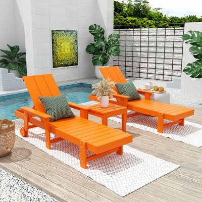 Westintrends 3 Pieces Set Poly Adirondack Outdoor Chaise Lounges With ...