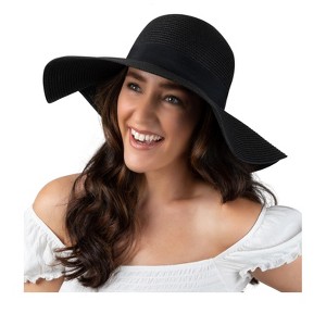 Women’s Floppy Sun Hat – Wide Brim UV Protection Medium Black : Target