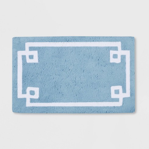 20"x30" Geometric Cotton Tufted Bath Rug Blue : Target