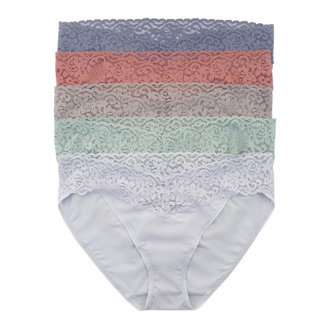 Felina Women's Stretchy Lace Trimmed Bikini Underwear, 5-pack (desert ...