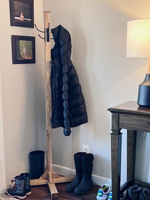 70" Wood Coat Rack With Metal Hooks - Brown/black - Hearth & Hand™ With ...