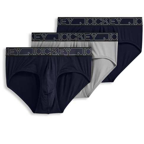 Jockey Men's Active Microfiber Brief - 3 Pack Xl True Navy/quartz Grey ...