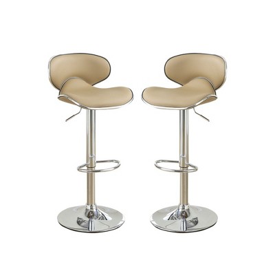 Elama Faux Leather Tufted Bar Stool In Brown With Chrome Base And ...