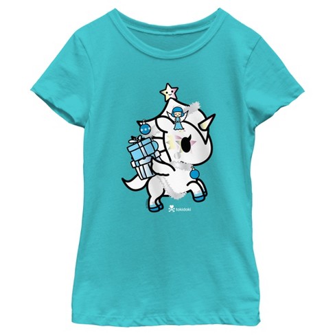 Girl's Tokidoki Christmas Blue Snow Angel T-shirt - Tahiti Blue ...
