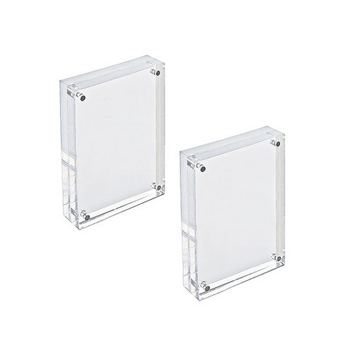 Azar Displays Clear Acrylic Magnetic Photo Block Frame Set With Two 4x6 ...