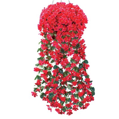 Collections Etc Artificial Floral Hanging Bushes - Set Of 2 No Size Red ...