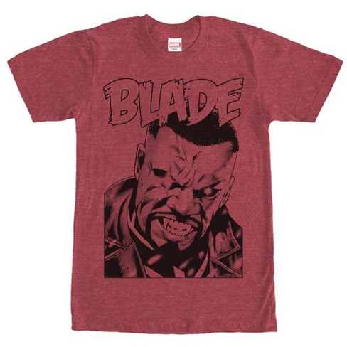 Men's Marvel Blade Vampire Hunter Portrait T-shirt - Red Heather ...